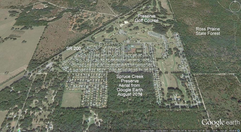 Spruce Creek Preserve - Google Earth Aerial of SCP
